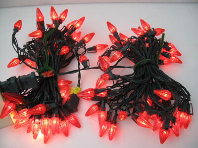 Lot 2 GE String-A-Long Classic Christmas Lights - 50 Light Set Red ...
