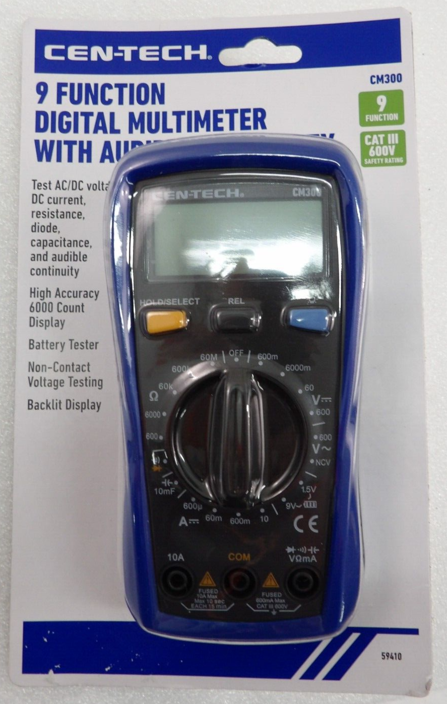 Cen-Tech CM300 9 Function Digital Multimeter W/Audible Continuity CAT ...