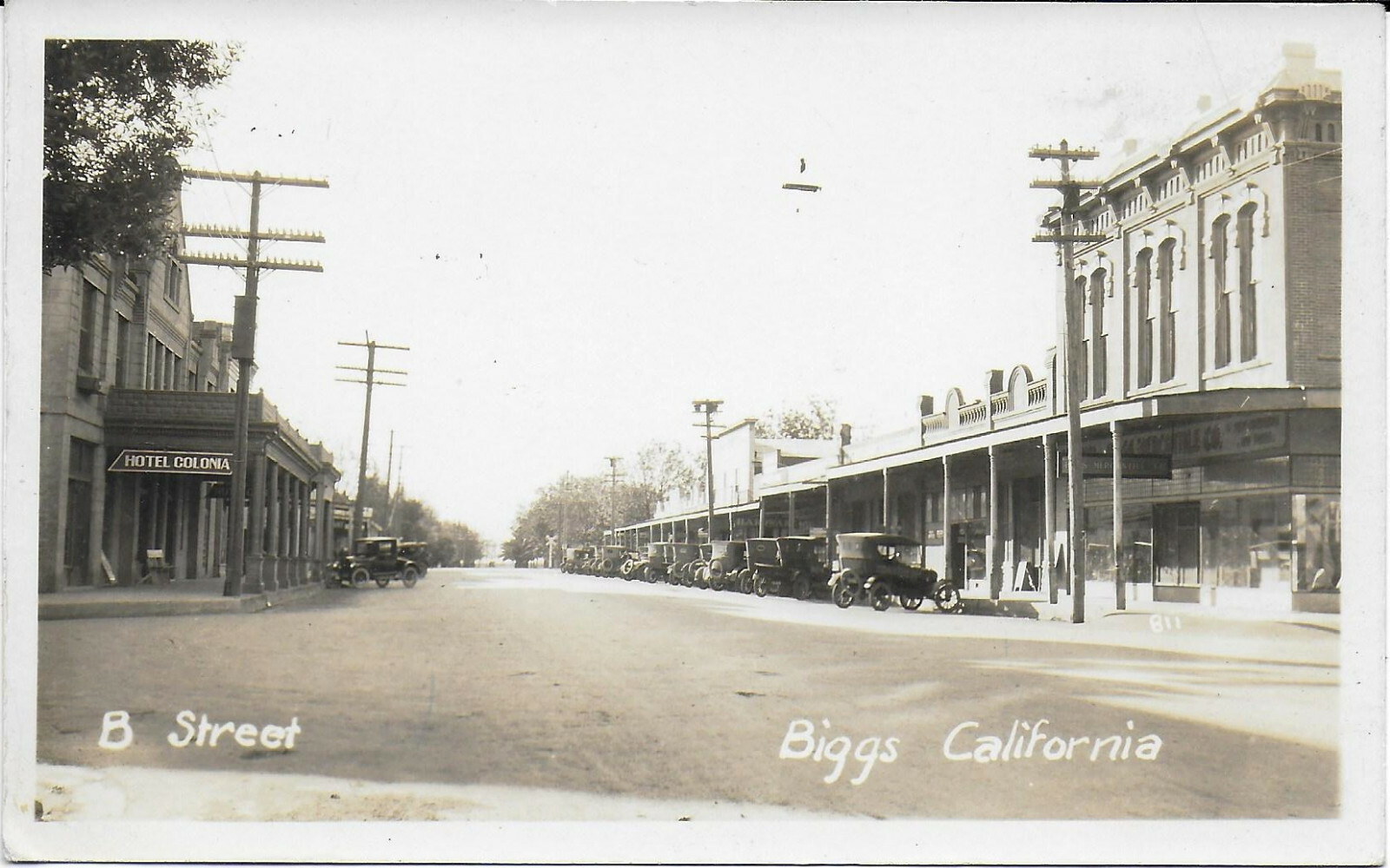 RPPC Street Scene – B Street in Biggs California – Hotel Colonia ...