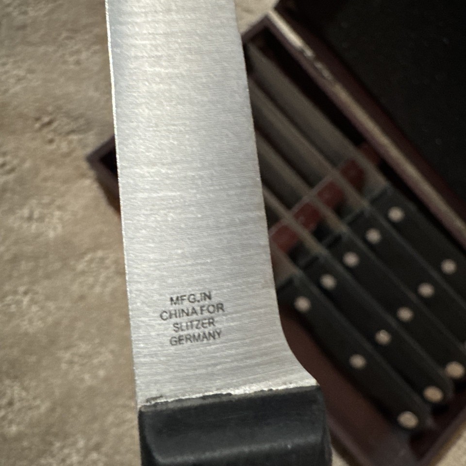 Slitzer Germany 6 Piece Steak Knife Set W/Dark Cherry Wood Box. NEW! | eBay