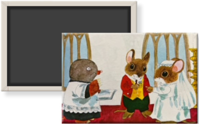 Vintage Book Image Mouse Mice Wedding Pigeon Officiating Fridge Magnet ...