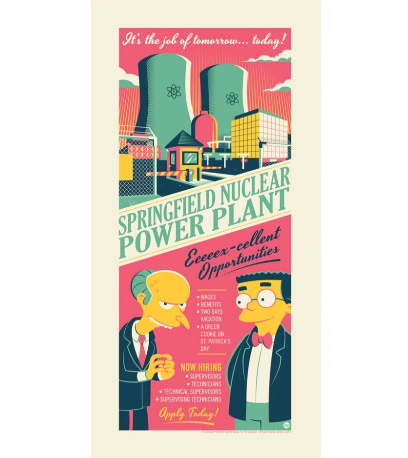 The Simpsons SNPP Springfield Power Plant Mr Burns Screen Print SIGNED ...