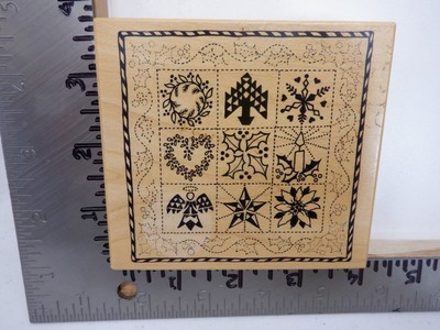 PSX DESIGNS CHRISTMAS QUILT BLOCKS PANEL K-1416 WOOD RUBBER STAMP EUC ...