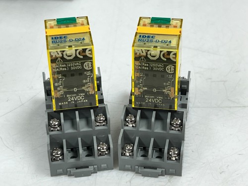 👀 2) NEW IDEC SMALL INTERMIDIATE RELAY RU2S-D-D24 W/ BASE SM2S-05 LOT ...