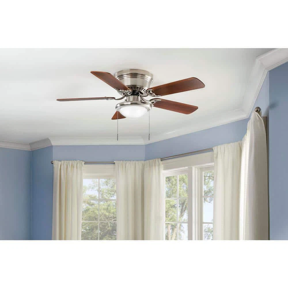 44 Brushed Nickel Ceiling Fan With Light | Shelly Lighting