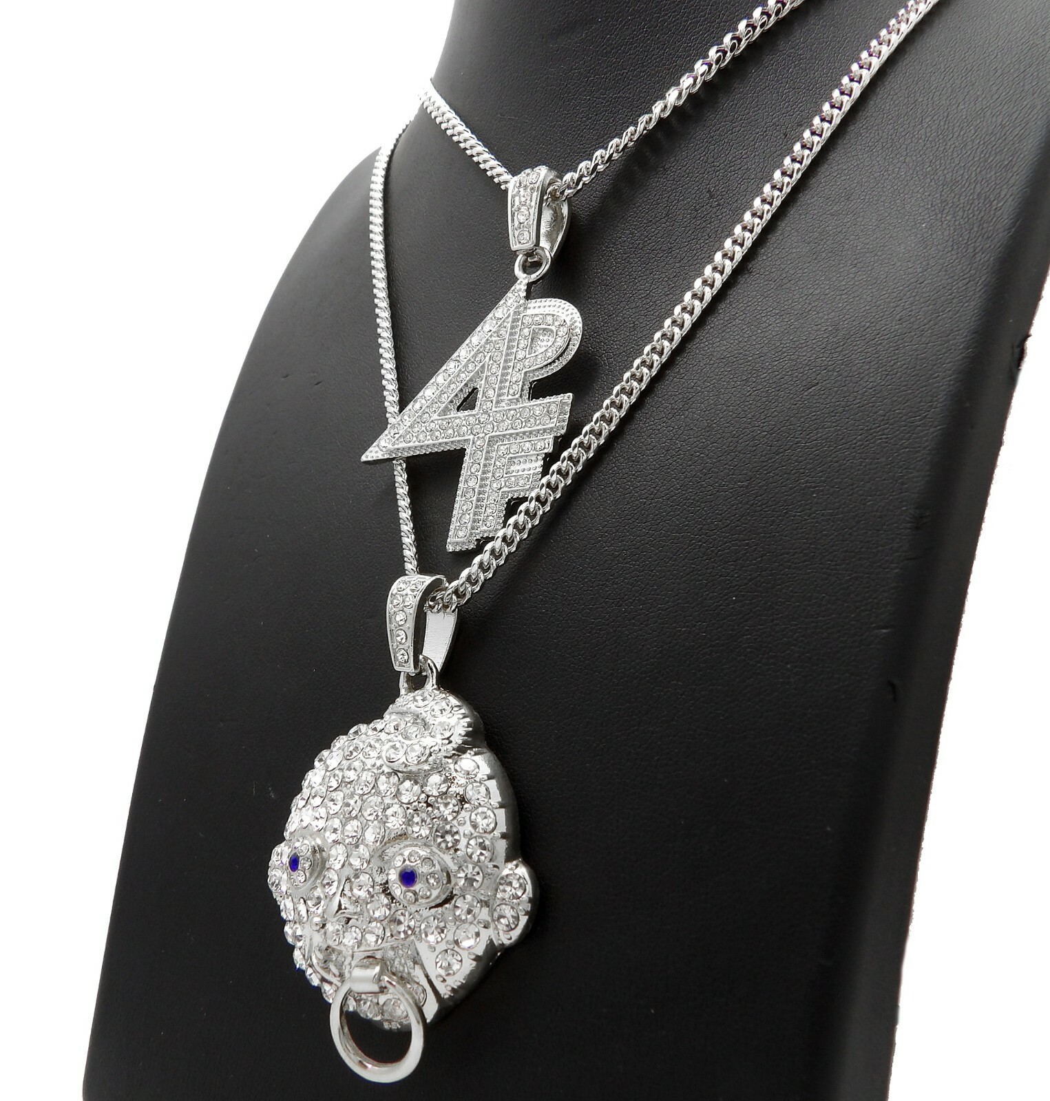 Silver Plated Lil BABY 4PF Pendant & 20" 24" Box Cuban Chain Hip Hop ...