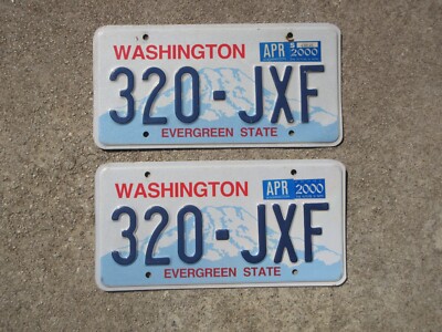 2000 Washington License Plate Pair 320 JXF Chevrolet Ford Dodge Wash ...