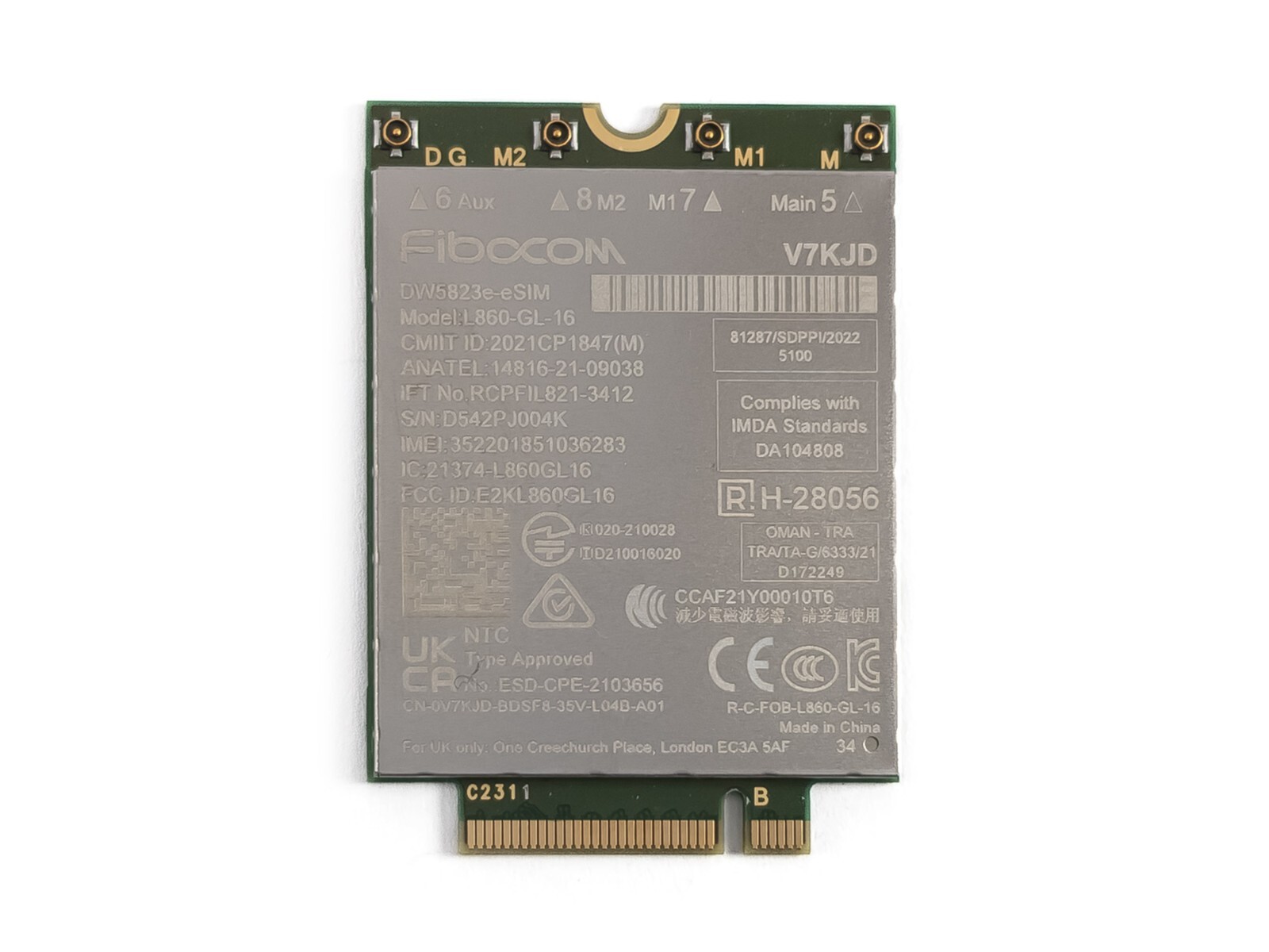 DELL WIRELESS DW5823e-eSIM WWAN 4G Mobile Broadband Module L8860-GL-16 ...