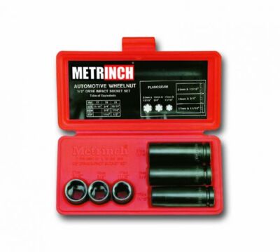 METRINCH MET-2460 Impact Socket Set Wheel Wrench 1/2" 11/16 , 3/4 , 13/ ...