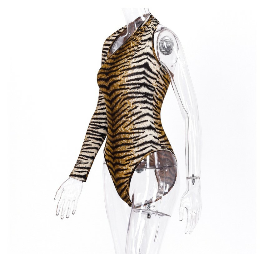 Women print bodysuit One Shoulder Backless Bodycon Sexy Street Wear ...