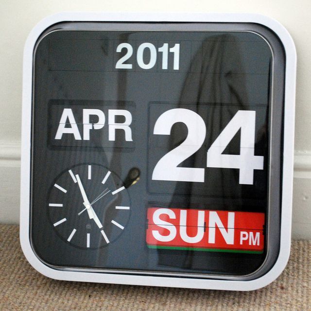 Calendar Clock Auto Flip Wall Desk Retro Modern Black White Large ...