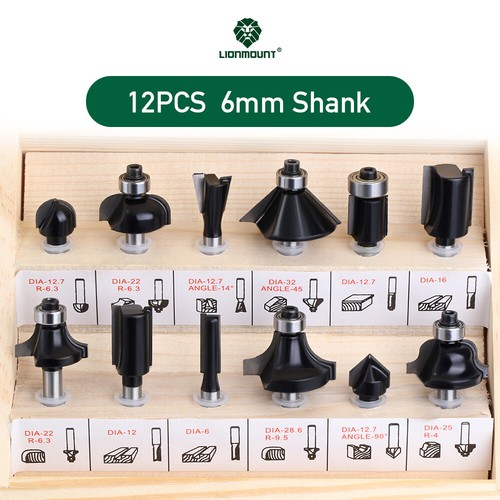 12PCS Router Bits Set 6mm Shank Woodworking Cutter Kit with Wood Case ...