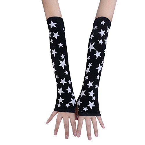 Women Punk Winter Arm Warmer Knitted Stretchy Soft Fingerless Stars ...