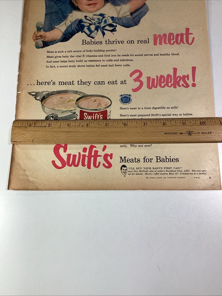 Swift’s Baby Food Print Ad 1953 Atlanta AJC Meat Chicago Uptown ...