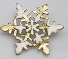 Snowflake Christmas Holiday Brooch Pin White Enamel Gold Tone Metal ...