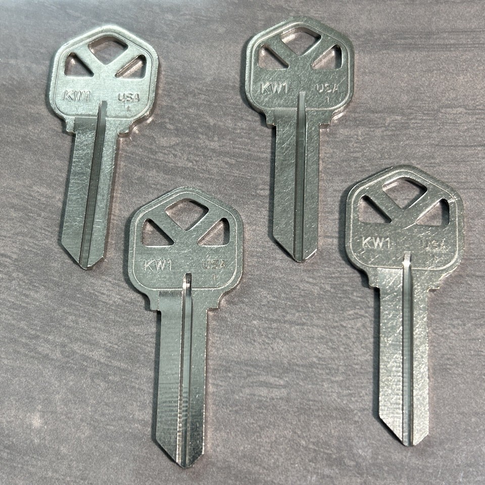 4 PK KWIKSET KW-1 House Key Blanks Nickel Plated Maintenance Home ...