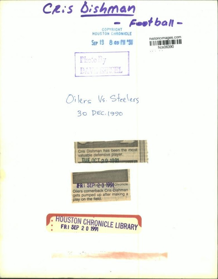 1991 Press Photo Houston Oilers' Chris Dishman gets pumped up after big play. | eBay