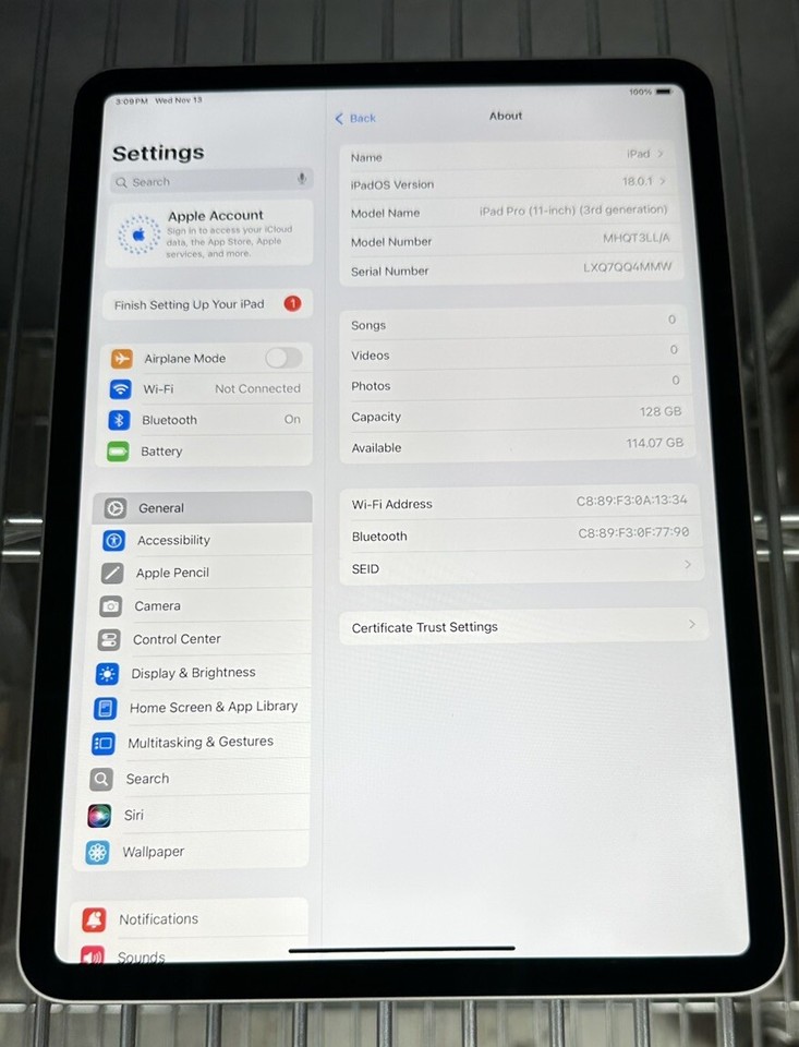 Apple iPad Pro A2377 3rd Gen 128GB WiFi 11-inch Silver | eBay