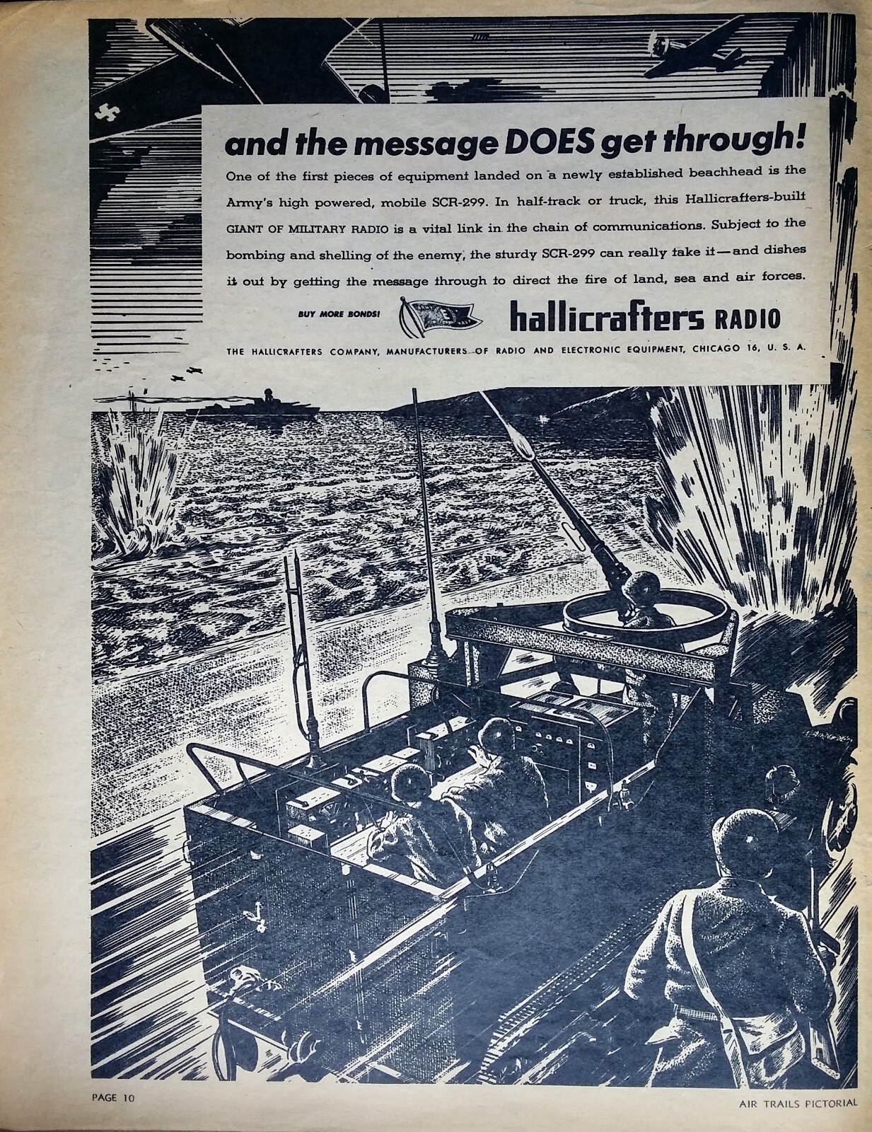1944 Hallicrafters Army Radio Battle Drawing Radio War Era Vintage Art ...