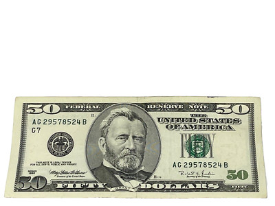 U.S. 1996 $50 FEDERAL RESERVE NOTE, Crisp, S/N AG 29578524 B (#480) | eBay