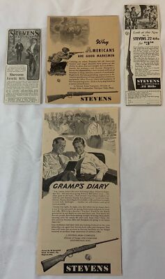 lot of four STEVENS RIFLES ADS ~ 1899-1944 | eBay