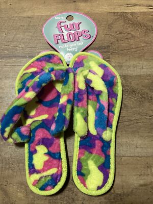FUR FLOPS NWT! Medium Size 7/8 Fur Flops Fuzzy Flip Flop Sandals Slip ...