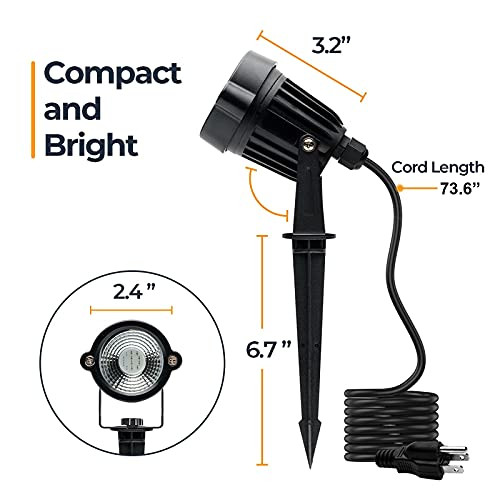 Yard Spot Lights Outdoor, 5W AC 120V RGB Colored Spotlights with Remote ...