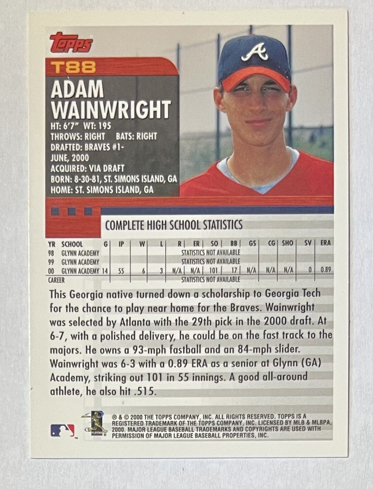 Adam Wainwright 2000 Topps Traded RC ROOKIE Card #T88 | eBay