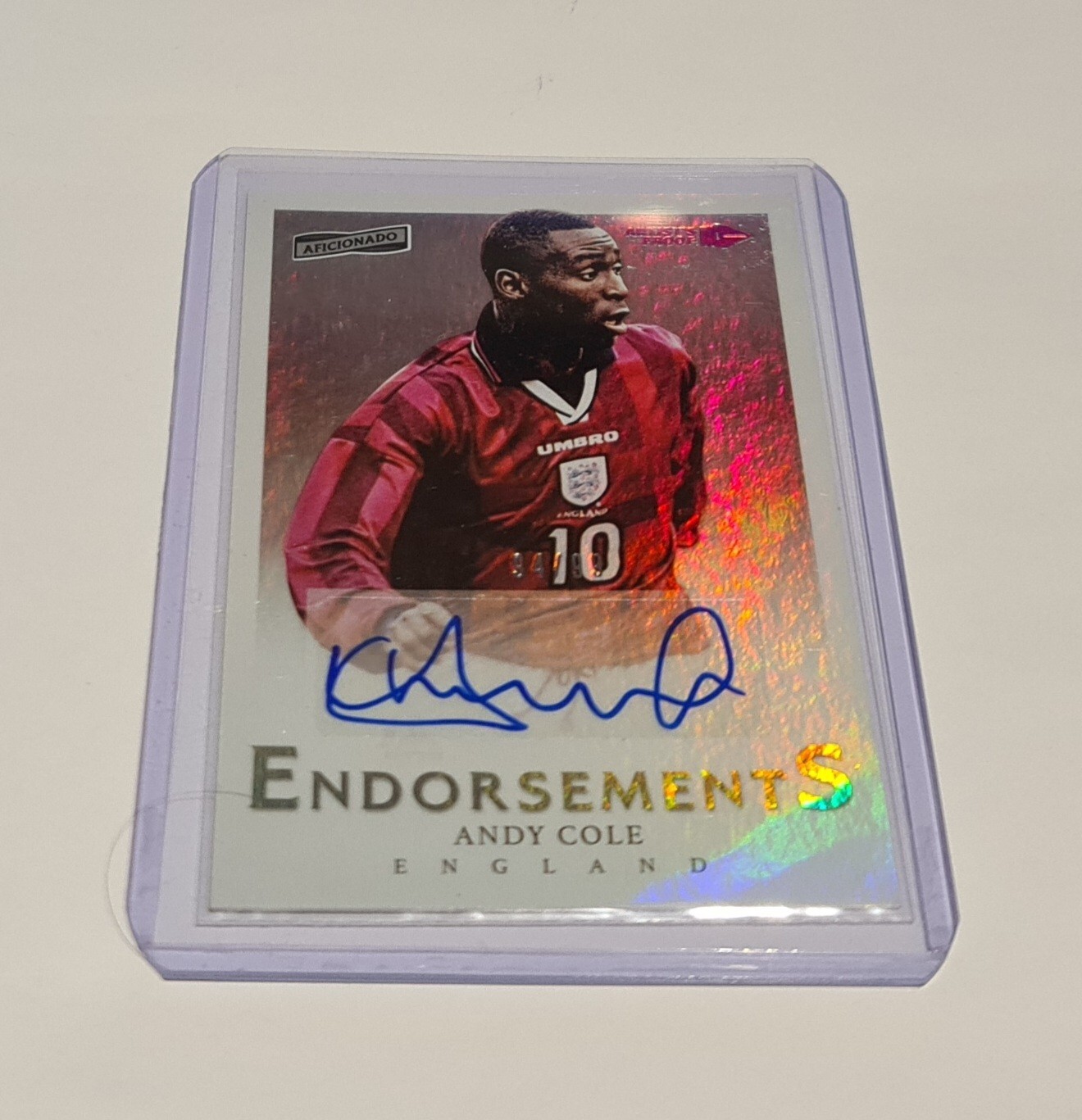 2017 Panini Aficionado Endorsements Artist Proof Red Parallel Andy Cole ...