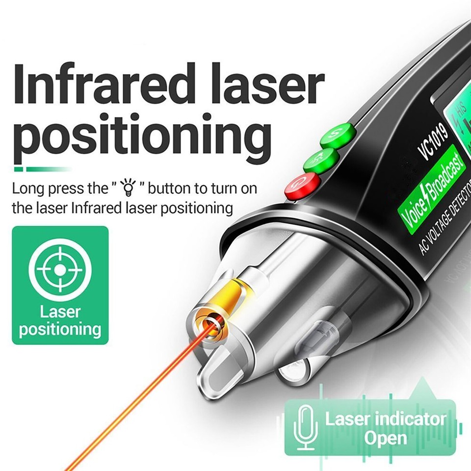 12V-1000V Positioning Voltage Tester Electric Wire Detector Test Pen ...