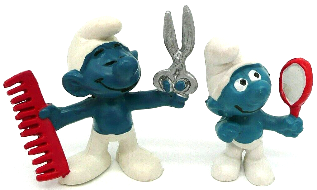 Vintage Hairdresser Smurf & Vanity Smurf Figure Peyo Schleich ...