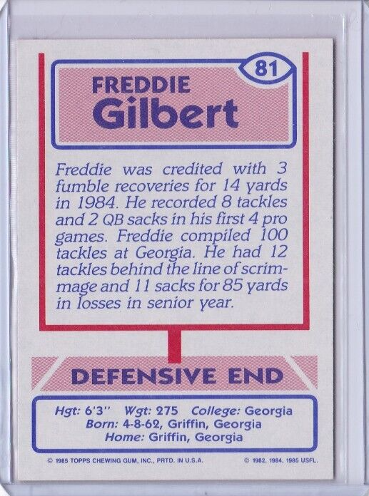 1985 Topps USFL #81 FREDDIE GILBERT GENERALS NRMT | eBay