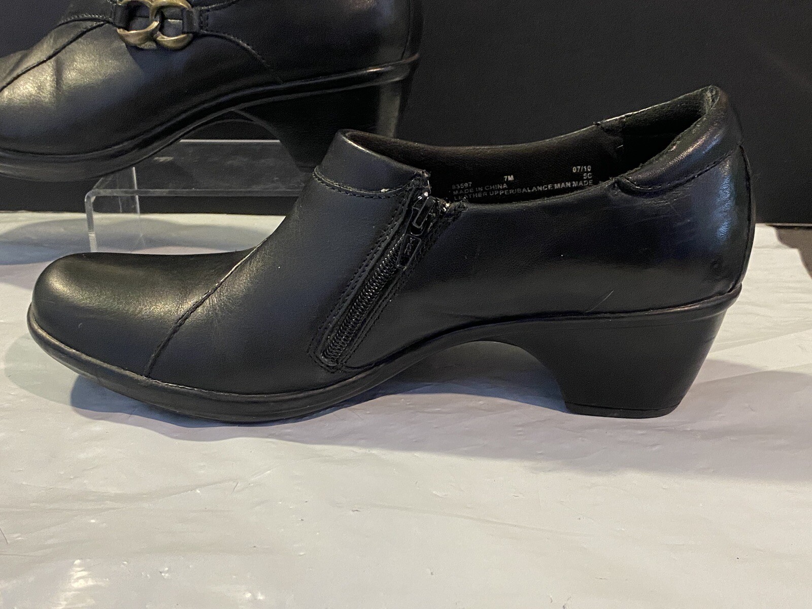 Clarks Womens Black Leather Zip up Ankle Boots Bootie Style# 83597 Size ...