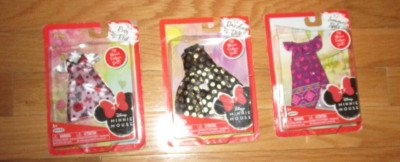 3PCS jakks pacific Disney posable MINNE MOUSE DOLL EXTRA OUTFITS 3 ...