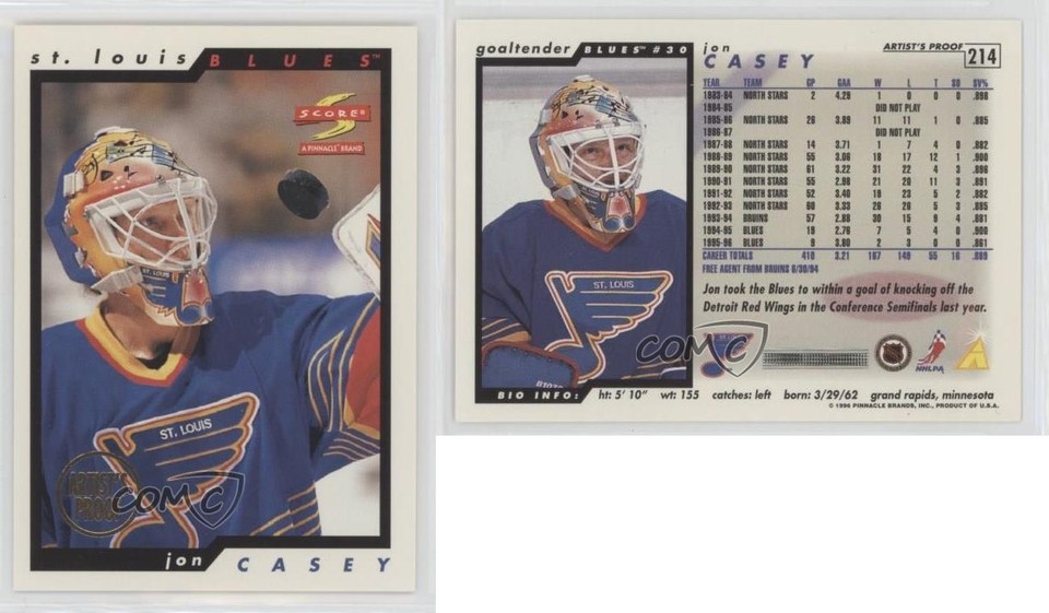 1996-97 Score Artist's Proof Jon Casey #214 av1 | eBay