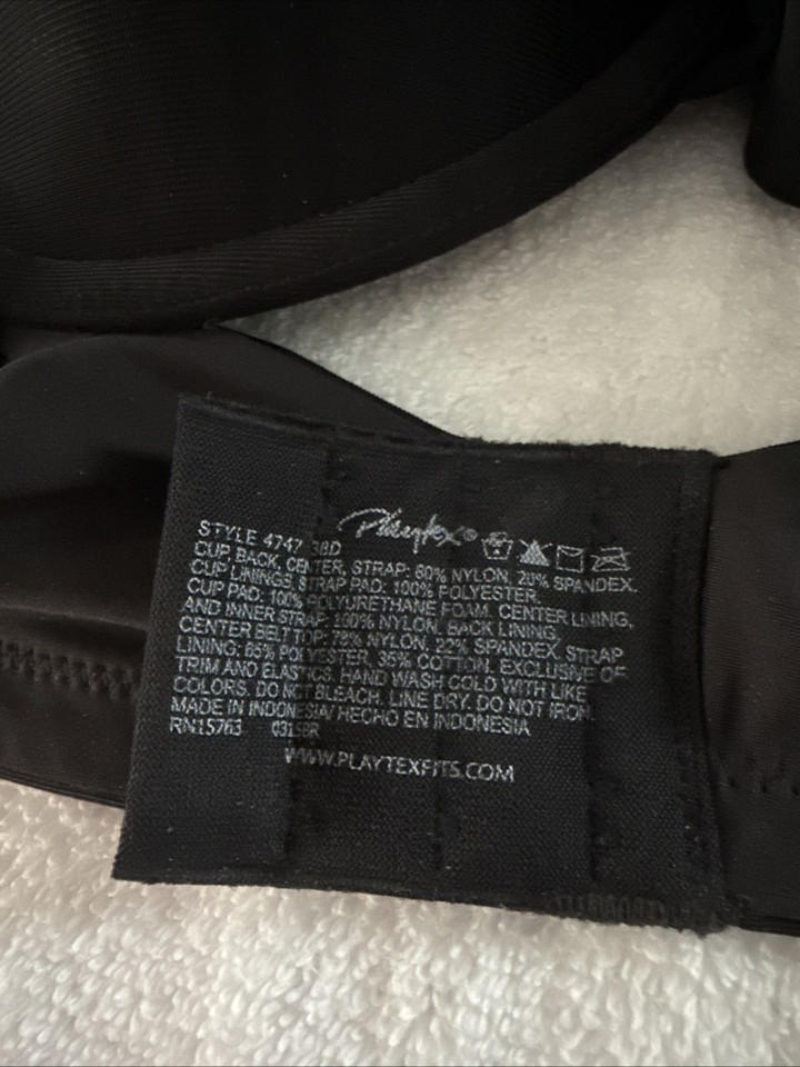 Playtex Secrets Black 38D Bra All Over Smoothing Underwire 4747 NWOT | eBay