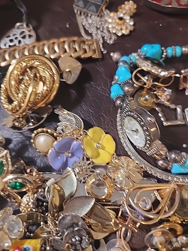 Grandmas 5lb Junk Drawer Lot Royal Dalton,watch, Pins, Mix Earrings ...