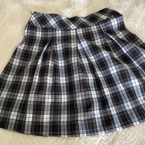 A+ School Uniform Skirt Sz 14 Reg Pleated Plaid Navy White Side zip ...