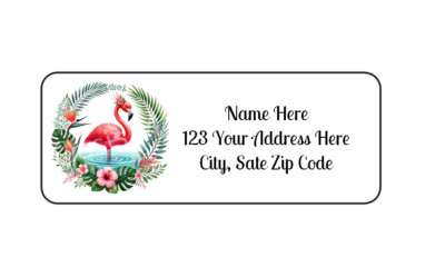 30 Scenic Flamingo PERSONALIZED RETURN ADDRESS LABELS 1 in X 2 5/8 GLOSSY | eBay