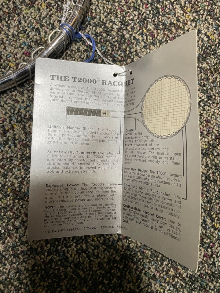 Vintage Wilson T2000 Tennis Racket with Cover - Unstrung 4 3/4" | eBay