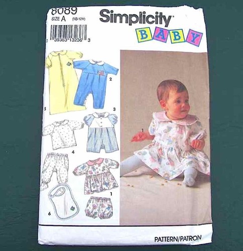 Babies Clothes Sewing Pattern Simplicity 8089 Size Newborn-12 Mo. Uncut ...