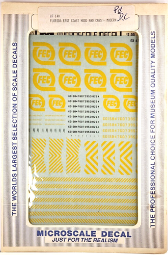 Microscale HO Decals #87-140x Florida East Coast Hood and Cabs - Modern ...