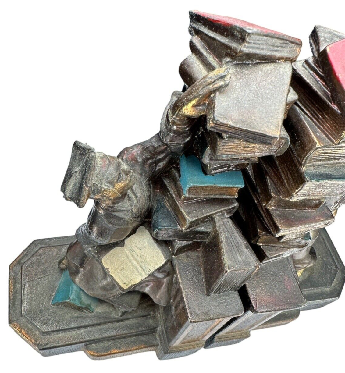 Dodge Inc. Bronze Bookends Graduate Holding Book Stack 1930/40s 7 1/4 ...