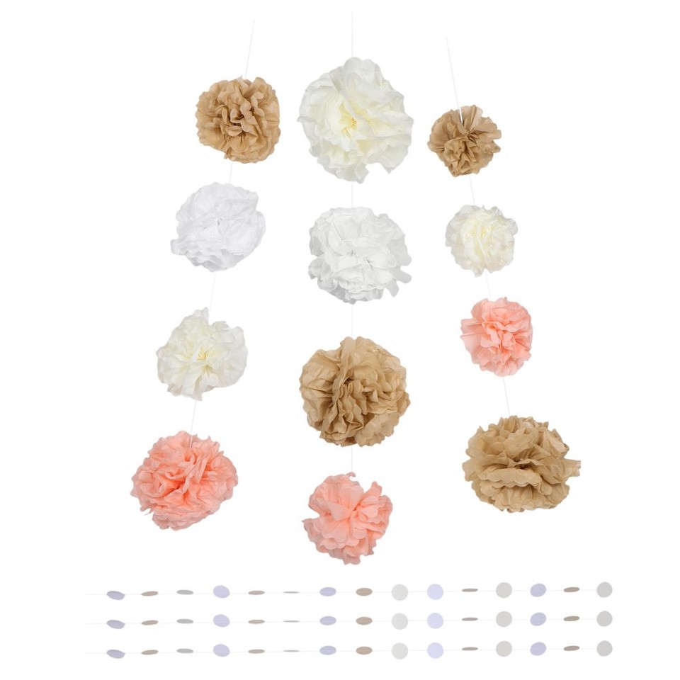 1Set Tissue Paper Pom Poms with Dots Colorful Paper Garlands String ...