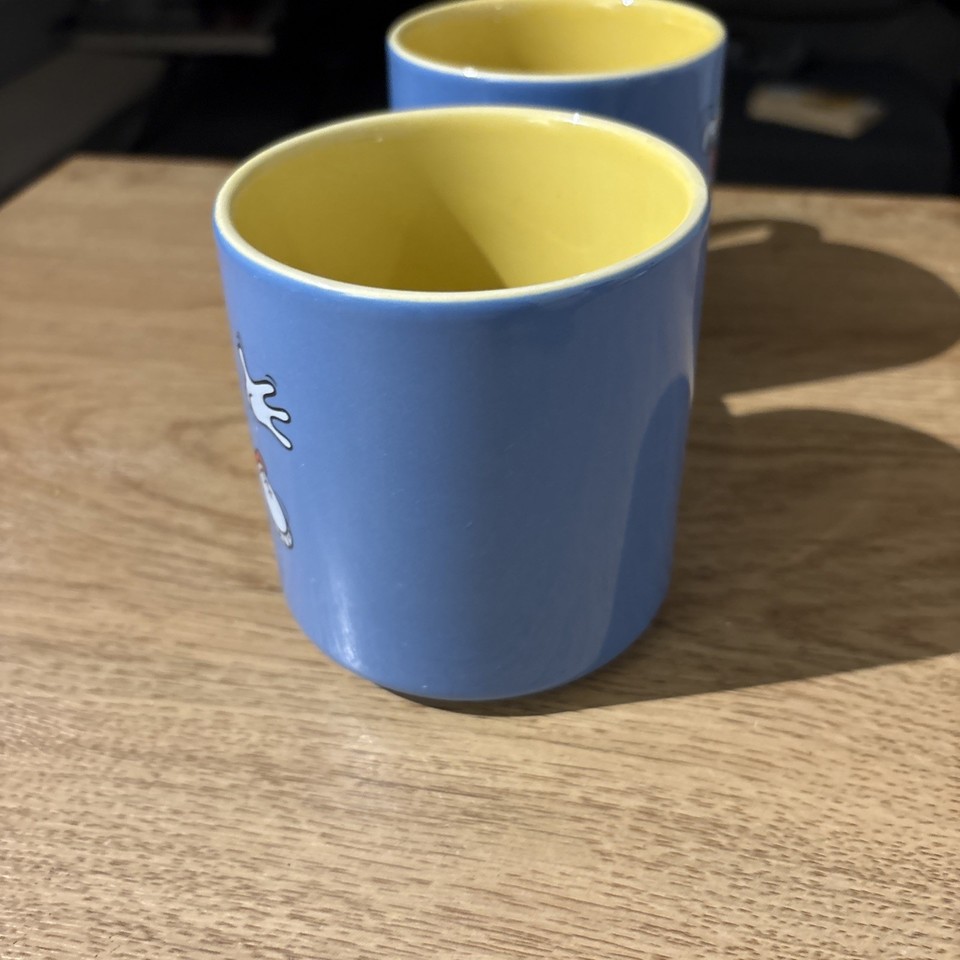 X2 Funky Blue & Yellow Retro Smiley Face Cup | eBay UK