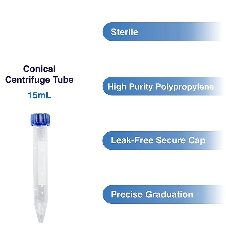 Scientific Conical Centrifuge Tubes 15ML, [50 Pack] Plastic Test Tube ...