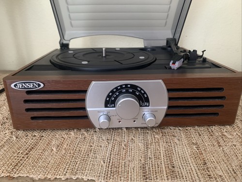 Jensen JTA-222 Record Player 3-Speed Stereo Turntable with AM/FM Radio ...