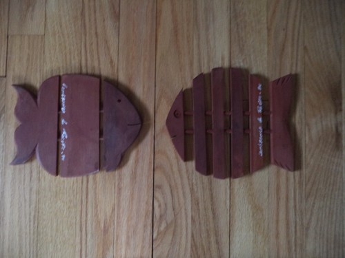 Lot of 3 Hand Carved Wood Trivets Fish Decor - Brazil - Lembranca de ...