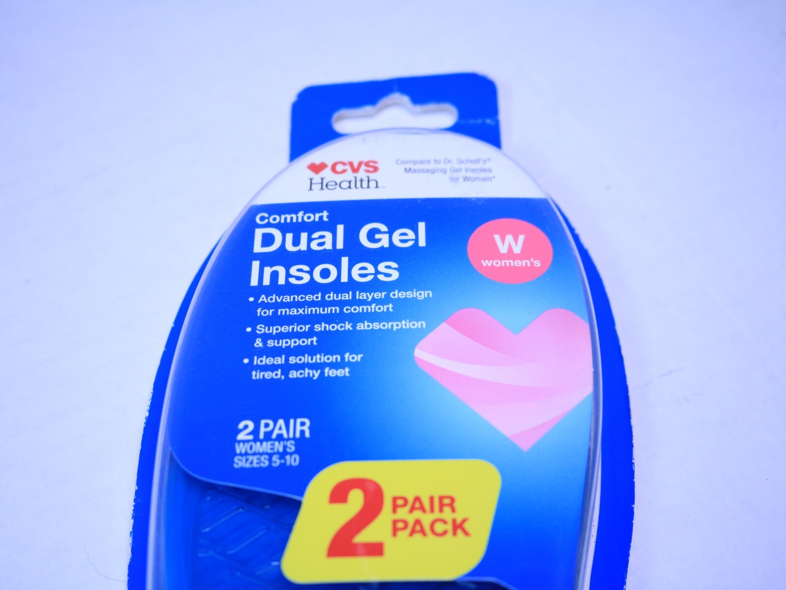 2 Pair CVS Dual Super Soft Gel Comfort Insoles Women's SZ 5-10 COMPARE ...