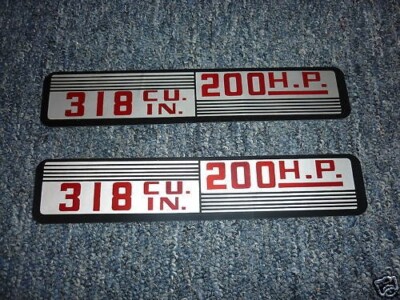 1965 DODGE TRUCK 318 200 HP VALVE COVER DECALS | eBay